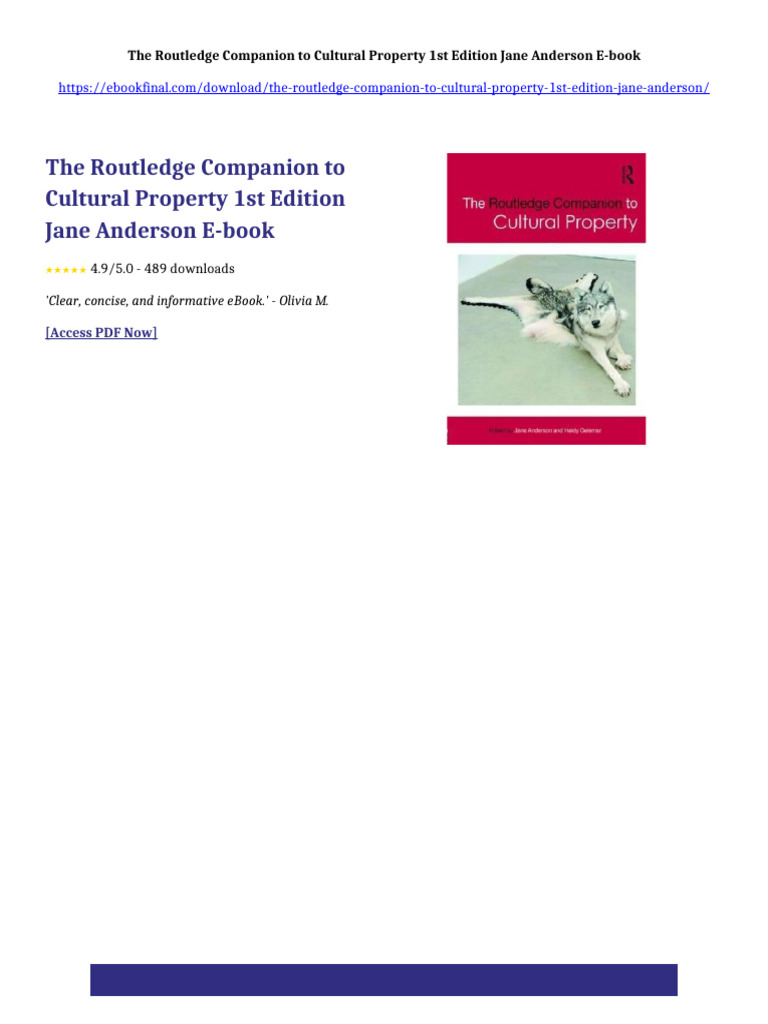 The Routledge Companion To Cultural Property 1st Edition Jane Anderson ...