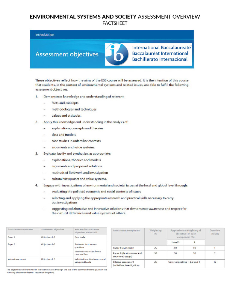 ESS Assessment Factsheet | PDF | Evidence | Hypothesis