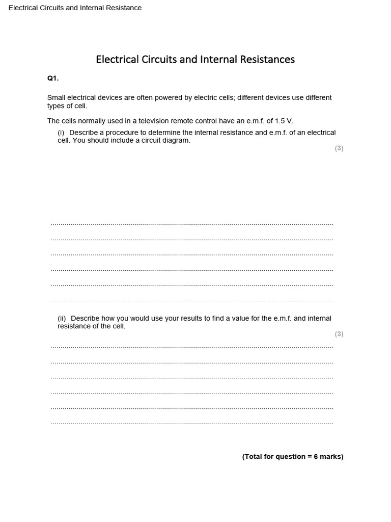 Electrical Circuits and Internal Resistance | PDF | Electrical ...