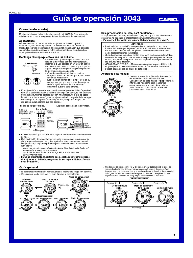 3043-ES | PDF | Reloj | Sensor