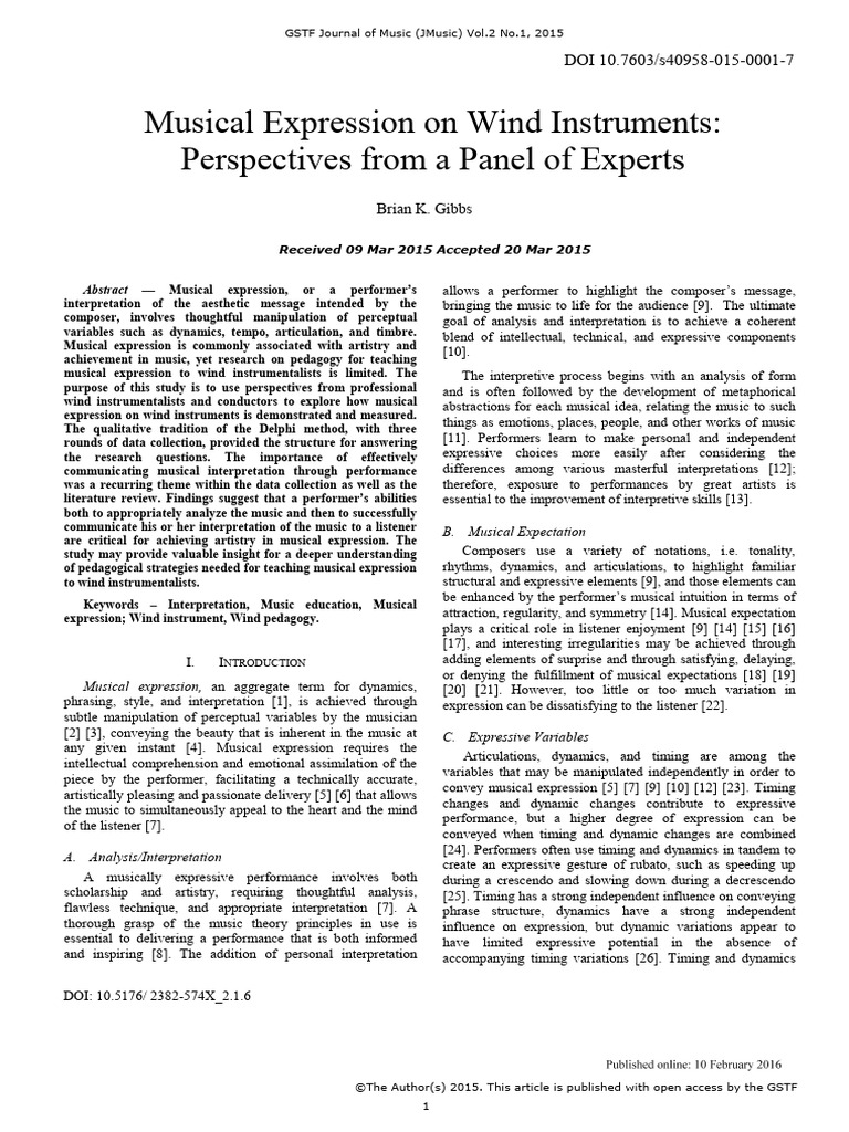 Musical Expression in Wind Instruments | PDF | Pitch (Music) | Musicology