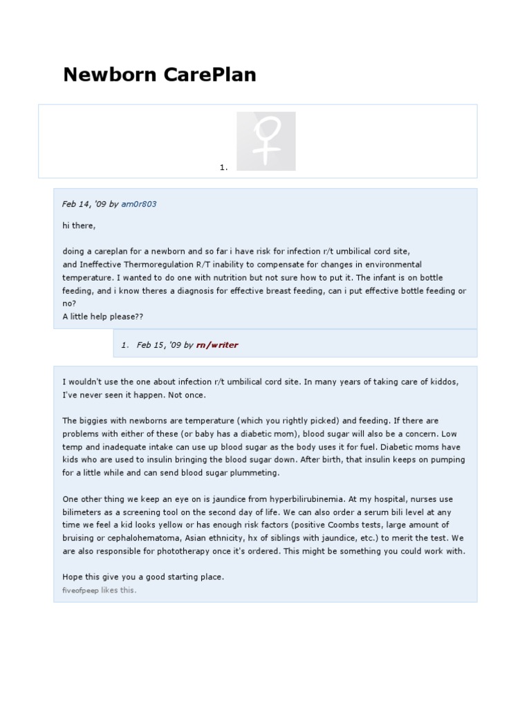 Newborn CarePlan | PDF | Hypothermia | Infants