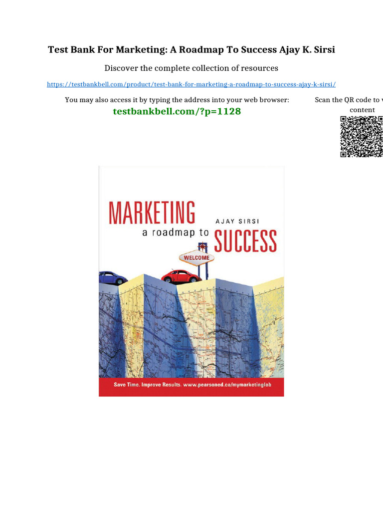 Test Bank for Marketing: A Roadmap to Success Ajay K. Sirsi digital ...