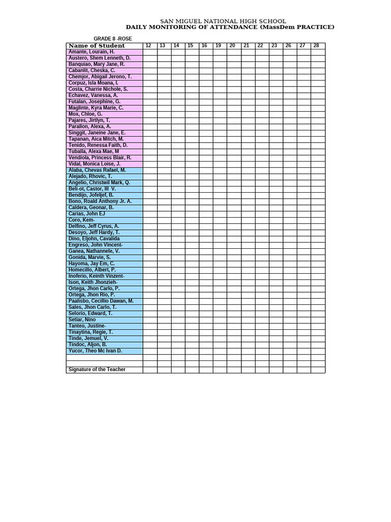 Attendance 8 Rose (1) | PDF