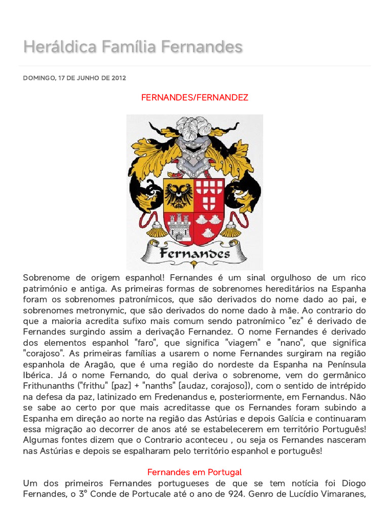 Heráldica Família Fernandes | PDF | Heráldica | Castelo