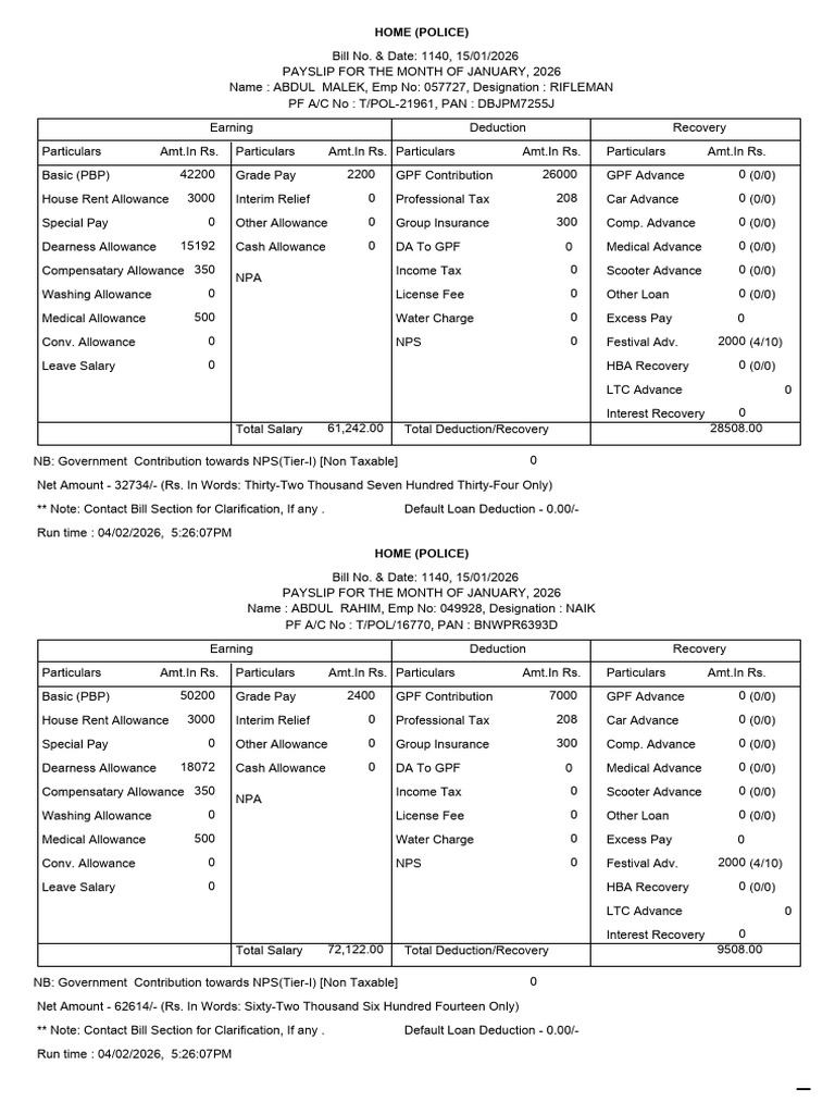 PaySlip January 2026 242026 | PDF | Tax Deduction | Income Tax
