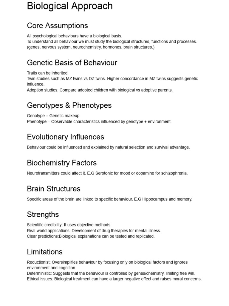 Biological Approach Write Up | PDF