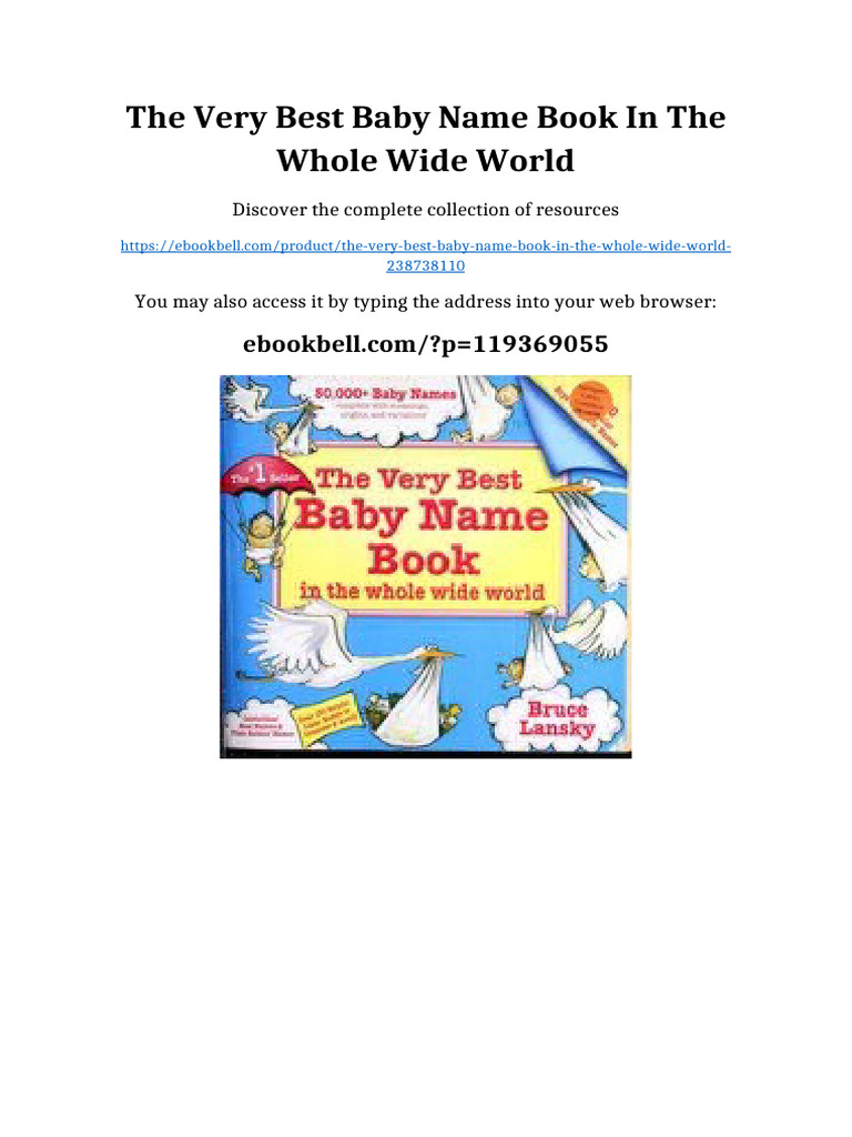 The Very Best Baby Name Book in The Whole Wide World Full | PDF ...