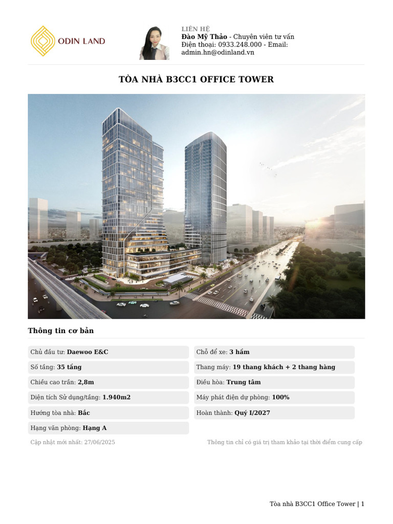 Toa Nha b3cc1 Office Tower | PDF