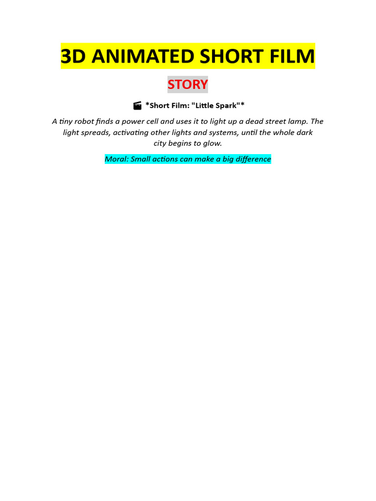 3d Animated Short Film (Story) | PDF