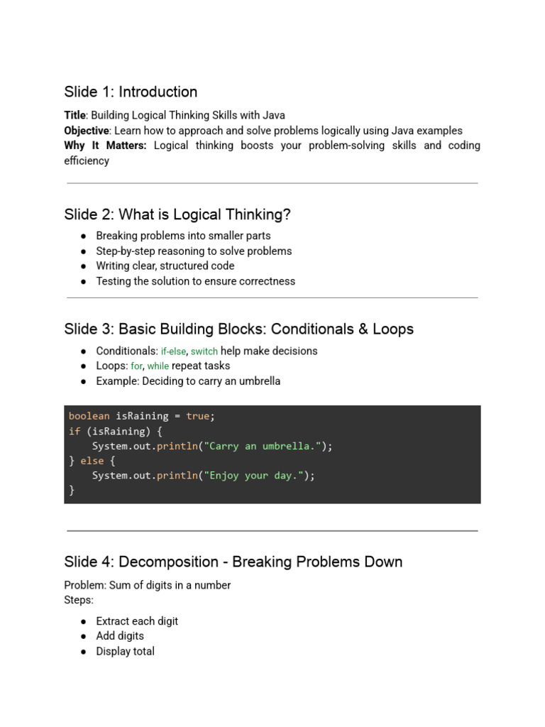 Building Logical Thinking Skills | PDF | Control Flow | Thought