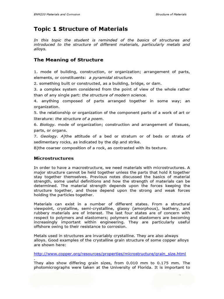 Topic 1b Structure of Materials | PDF | Crystal Structure | Crystal