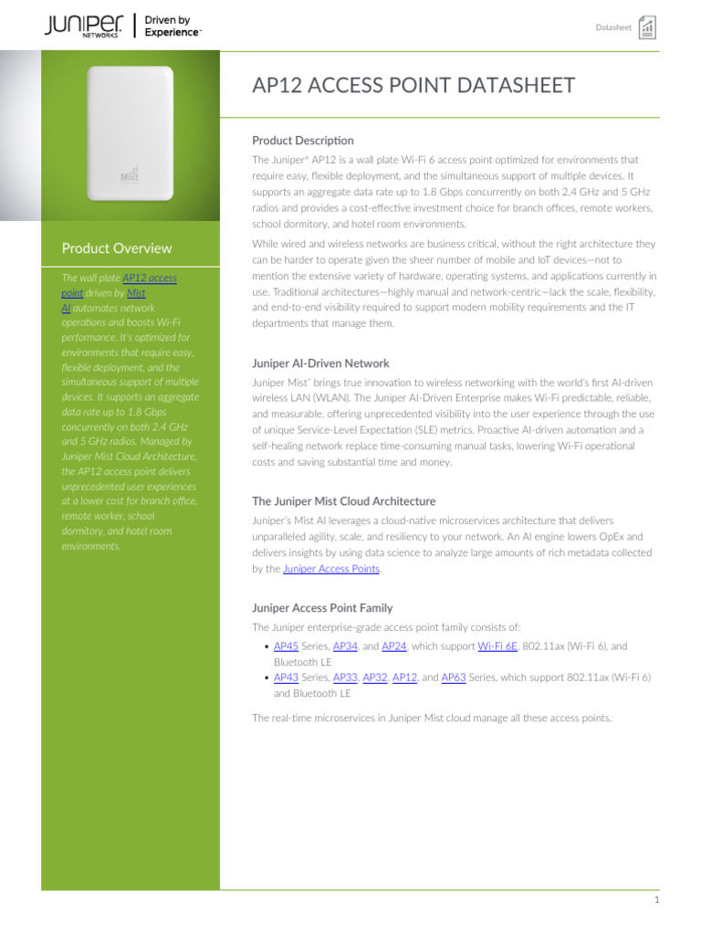 Ap12 Access Point Datasheet | PDF | Ieee 802.11 | Wi Fi