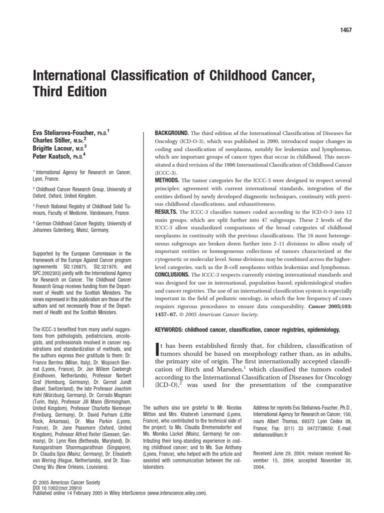 ICC3 Cancer - 2005 - Steliarova Foucher - International Classification ...