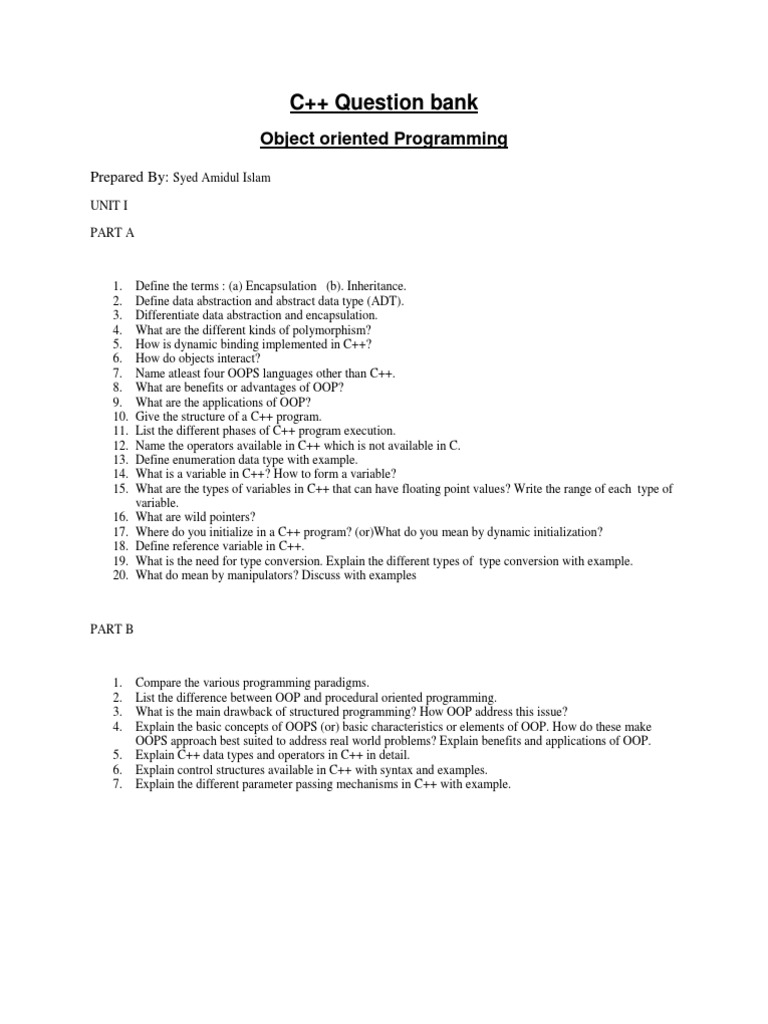 C Question Bank Internet Pdf C Inheritance Object Oriented Programming 