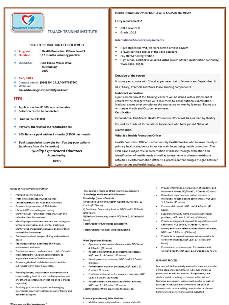 Hpo Information 2026 | PDF | Infection | Learning