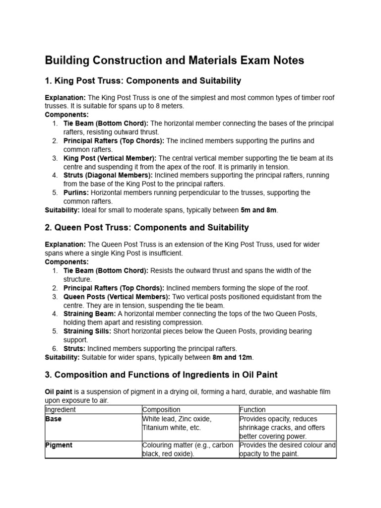 Building Construction Notes 251126 115558 | PDF | Truss | Paint