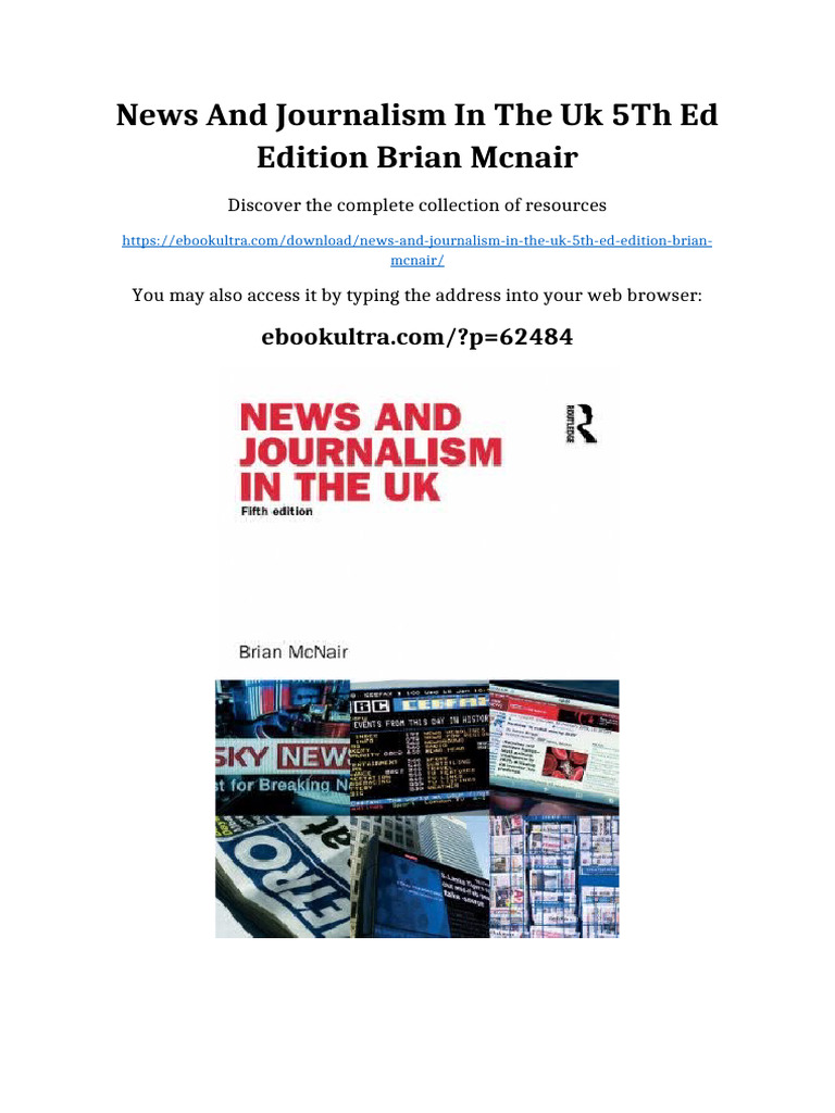 News and Journalism in The UK 5th Ed Edition Brian Mcnair Full Chapters ...