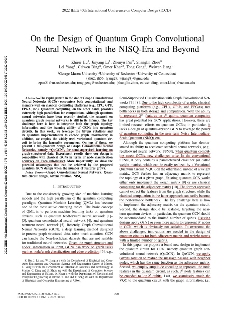On The Design of Quantum Graph Convolutional Neural Network in The NISQ ...