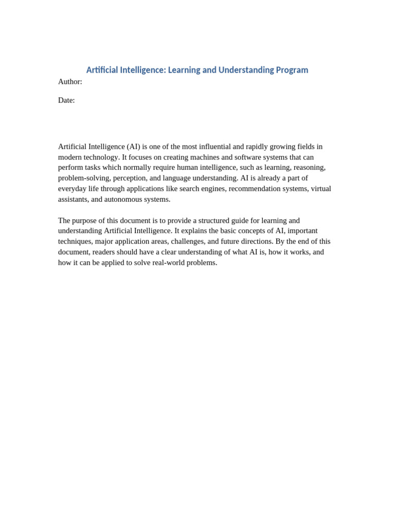 AI Learning and Understanding Program | PDF | Artificial Intelligence ...