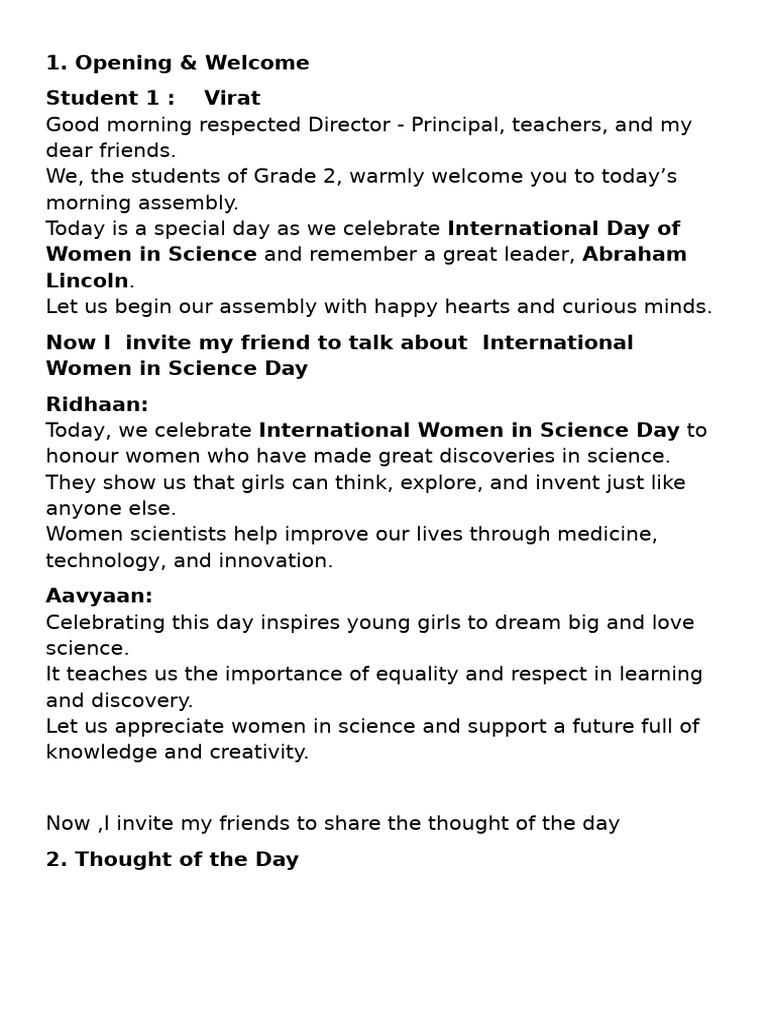 Assembly Script Grade 2b | PDF | Marie Curie