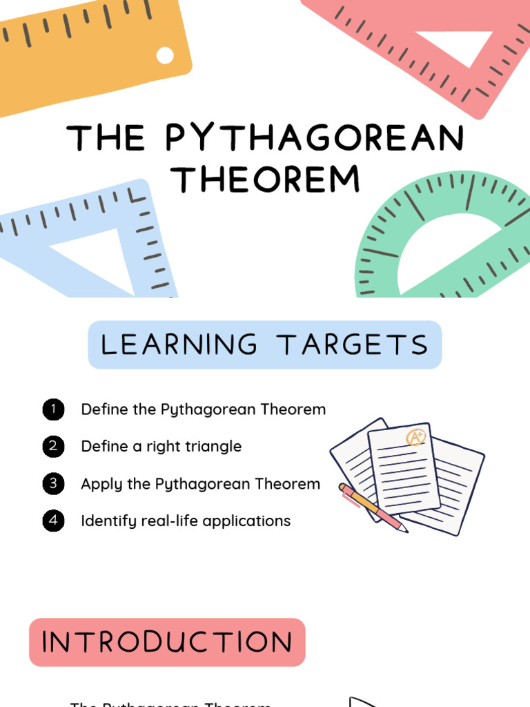 Pythagorean Theorem Presentation | PDF | Trigonometry | Euclid