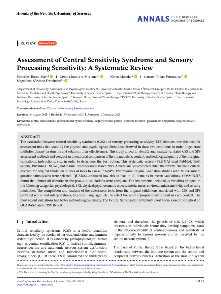 Assessment of Central Sensitivity Syndrome and Sensory | PDF ...