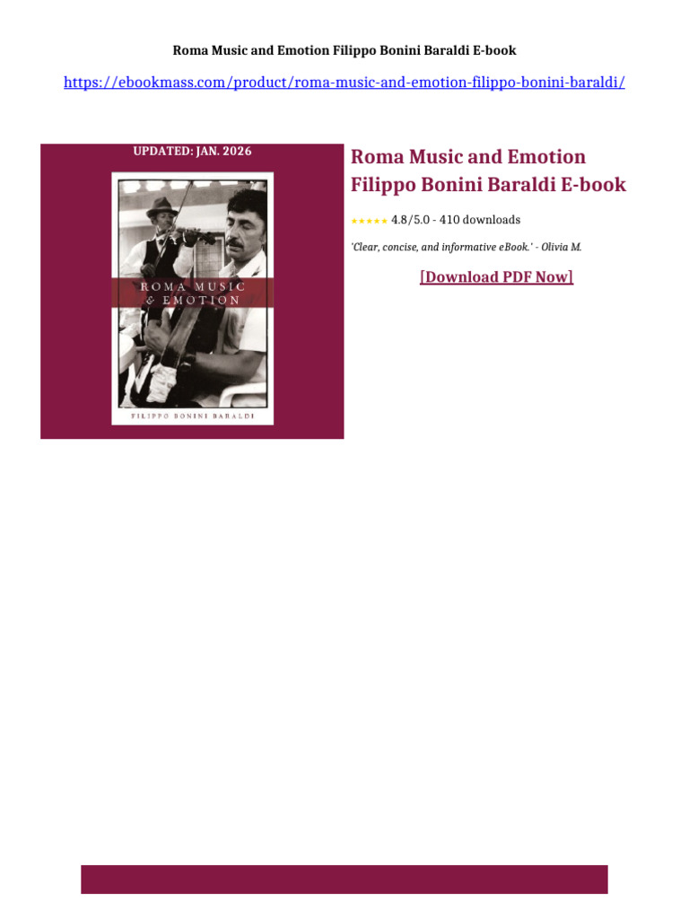 Roma Music and Emotion Filippo Bonini Baraldi 2026 full ebook version ...