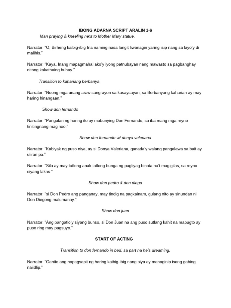 Ibong Adarna Script 1 | PDF