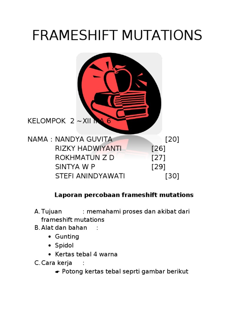 Laporan Percobaan Mutasi Frameshift | PDF