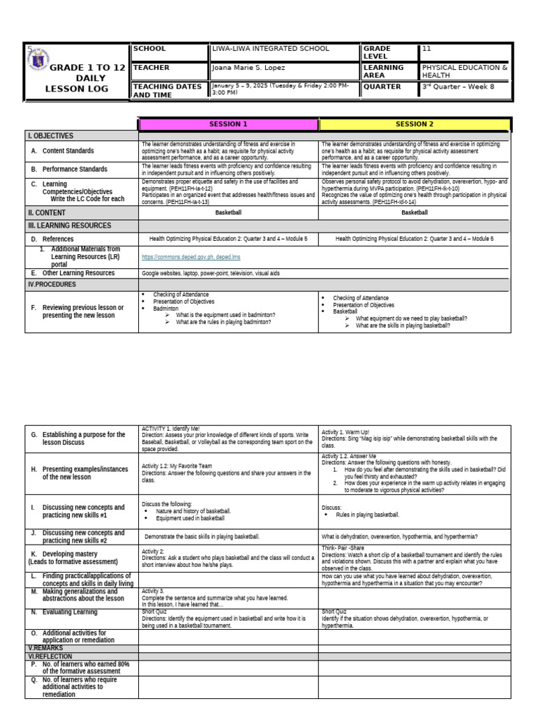PE 11 | PDF | Learning | Physical Education