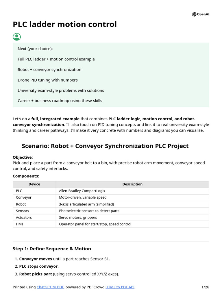 PLC Ladder Motion Control AI Robot | PDF | Automation | Programmable ...
