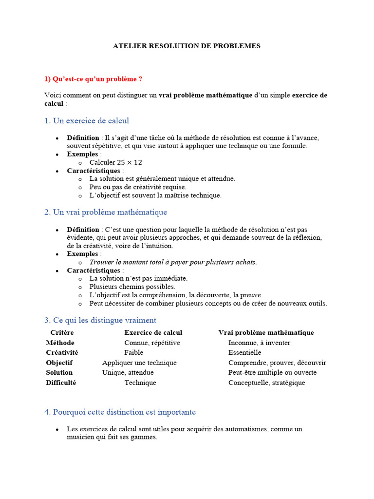 Atelier Resolution de Problemes | PDF | Mathématiques | Modèle mathématique