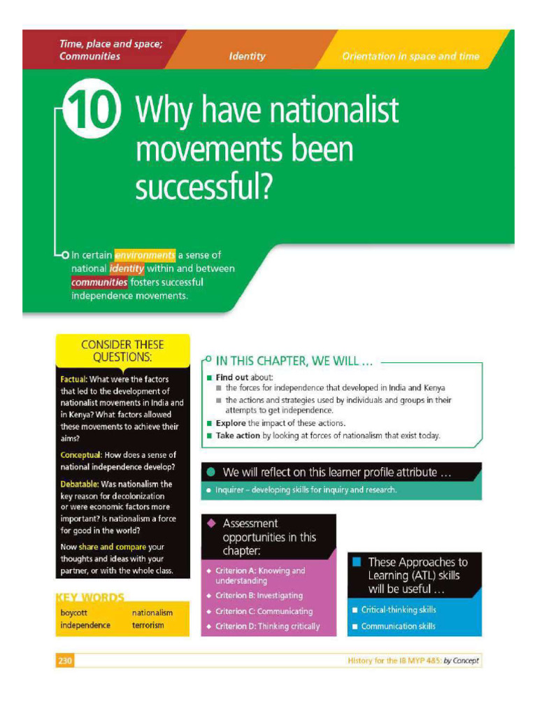 Independence and National Identity MYP 5 by Concept | PDF