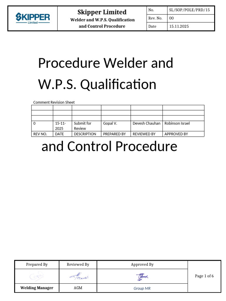 Welding Contorl Procedure | PDF | Welding | Construction
