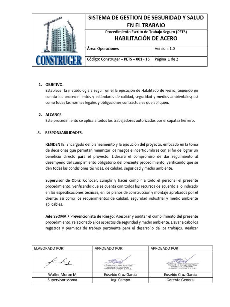 Pets 002 Habilitacion de Fierro - Construger E.I.R.L | PDF | Planificación
