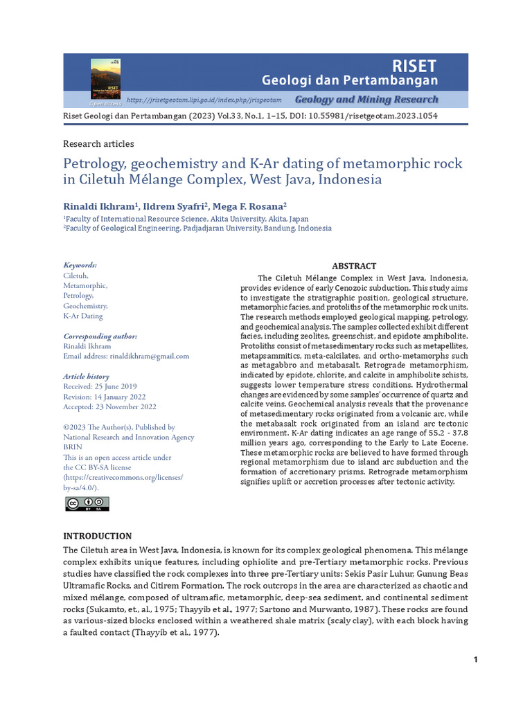 Petrology Geochemistry and k Ar Dating of Metamorphic Rock 36xia6rqw5 ...