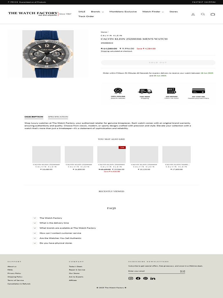 Calvin Klein 25200316 Men's Watch – The Watch Factory ® | PDF | Watch ...