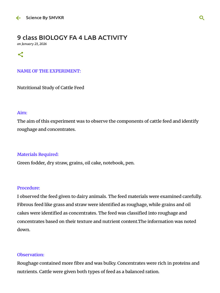9 Class Biology Fa 4 Lab Activity | PDF