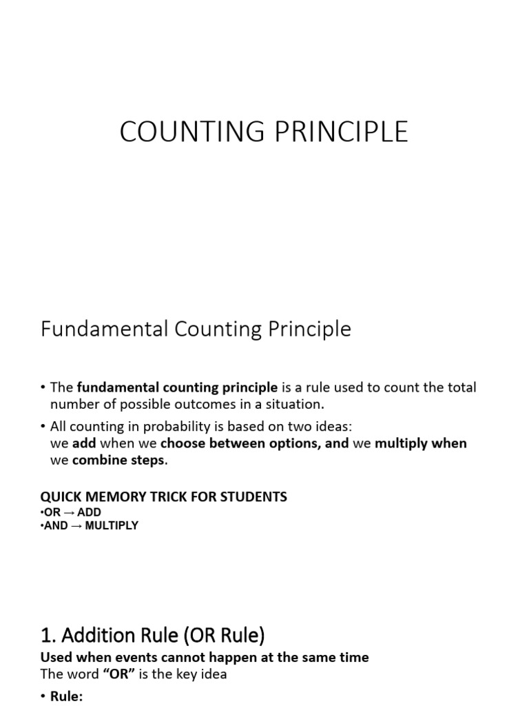 Counting Principles Sir Dan | PDF | Multiplication | Probability