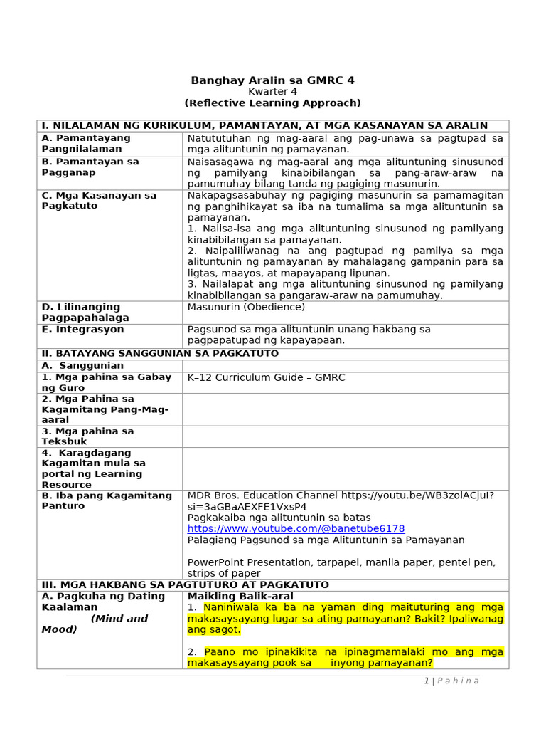 Session 4 Output DLP GMRC 4 Reflective Teaching | PDF