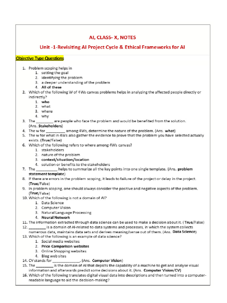 Ai Project Cycle Ethical Framework | PDF