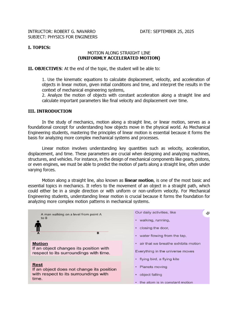 Uniformly Accelerated Motion | PDF | Acceleration | Velocity