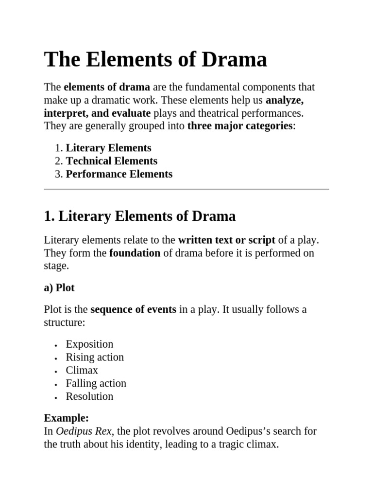 The Elements of Drama Technique | PDF | Play (Theatre) | Plot (Narrative)