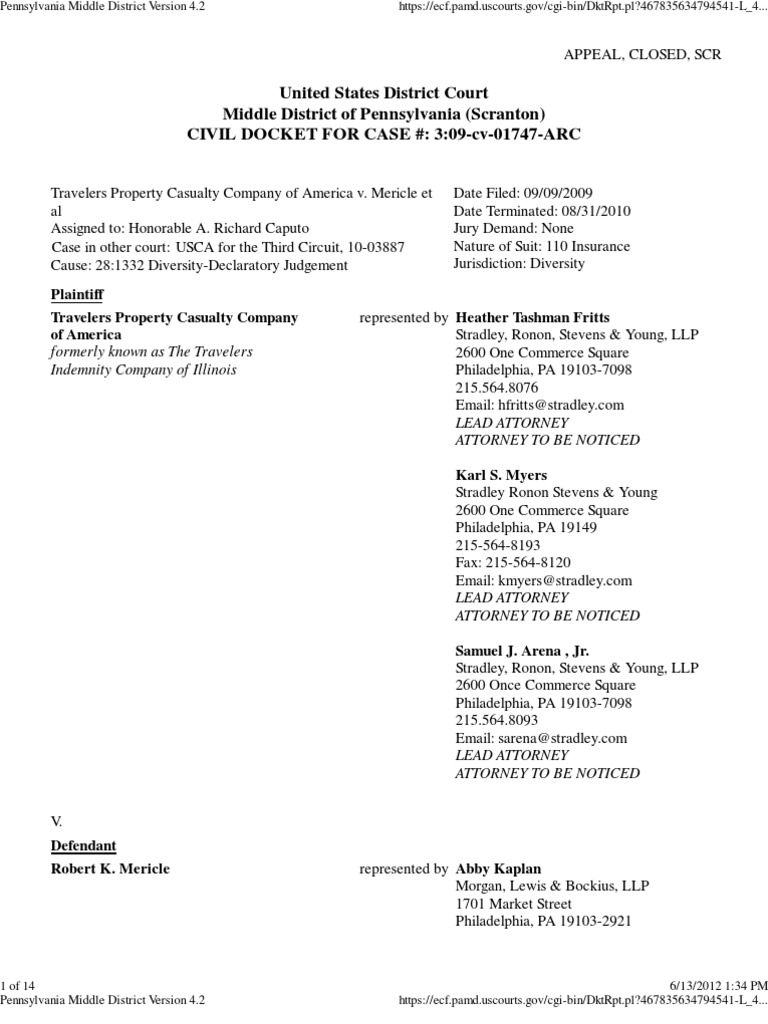 Civil Docket Case 309cv01747ARC | Summary Judgment | Complaint