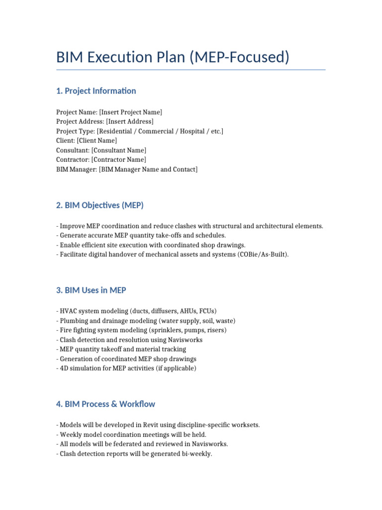 BIM Execution Plan MEP Template | PDF | Building Information Modeling