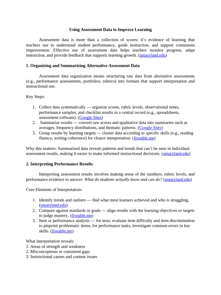 4 Using Assessment Data To Improve Learning | PDF | Educational ...