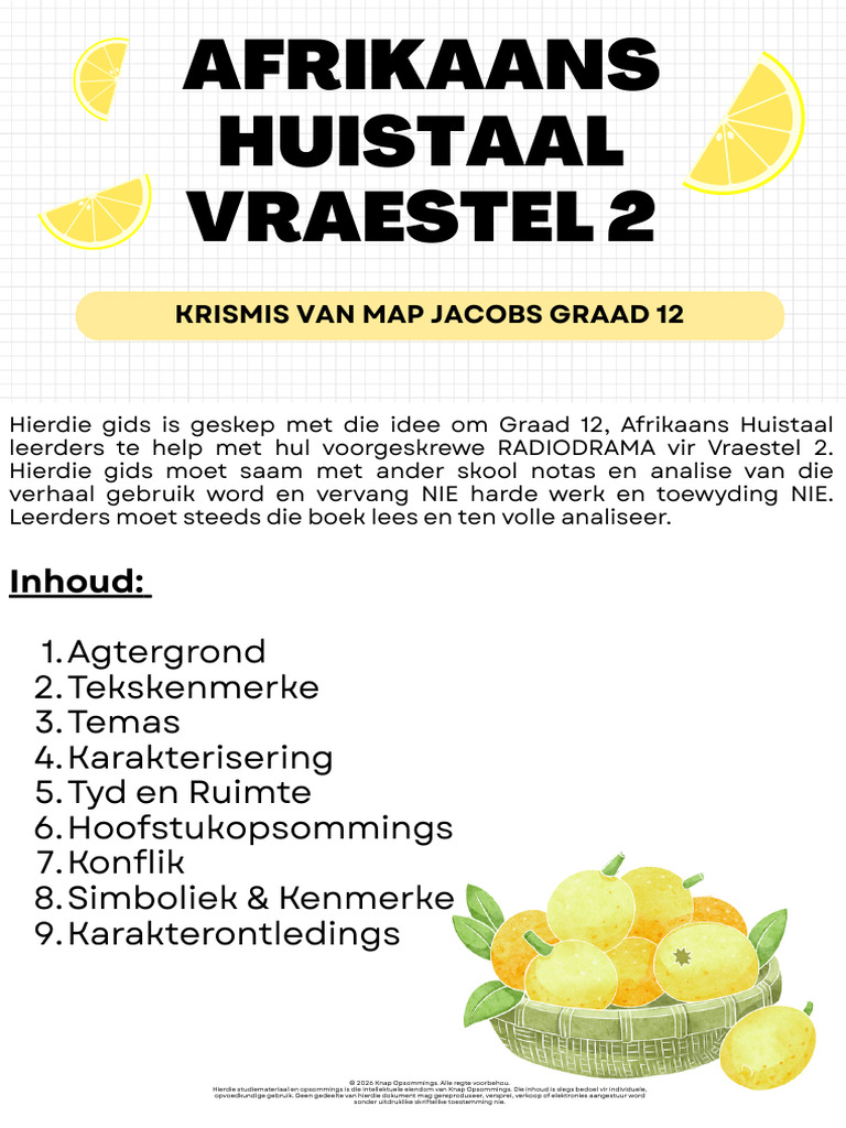 Krismis Van Map Jacobs Graad 12 | PDF