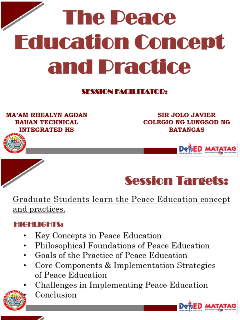 Topic 6 - The Practice of Peace Education | PDF | Learning | Pedagogy