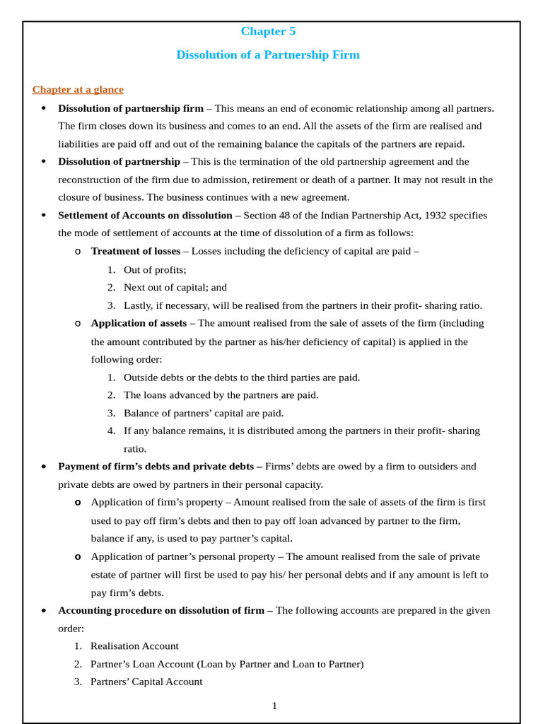 Chapter 5 Dissolution of Partnership Firm | PDF | Book Value | Debits ...